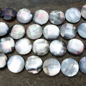 Faceted Black Lip Shell Beads - Black Mother of Pearl Beads - Faceted ...
