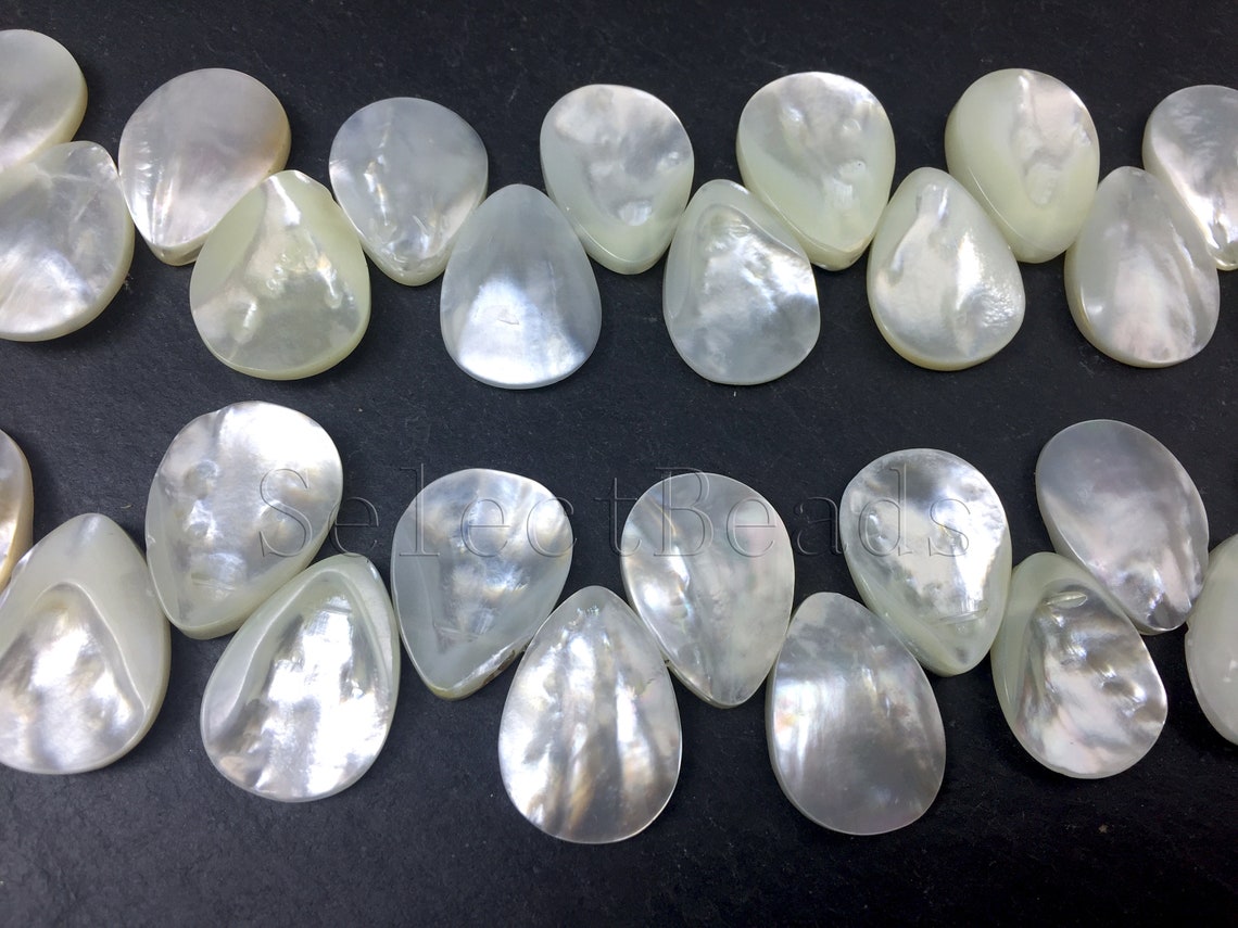 White MOP Teardrop Beads - White Shell Drops Beads - Natural Sea Shell ...