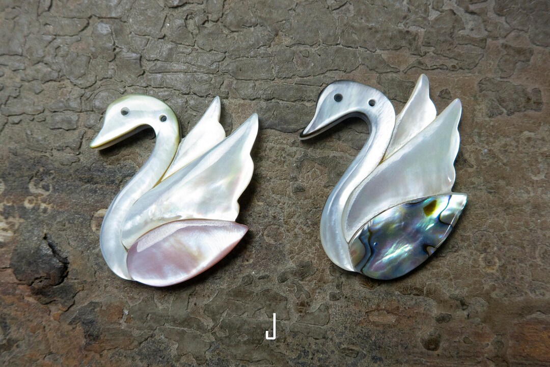Swan Shell Pendants - Rainbow Shell Montage Pendant - Hand Split Joint ...