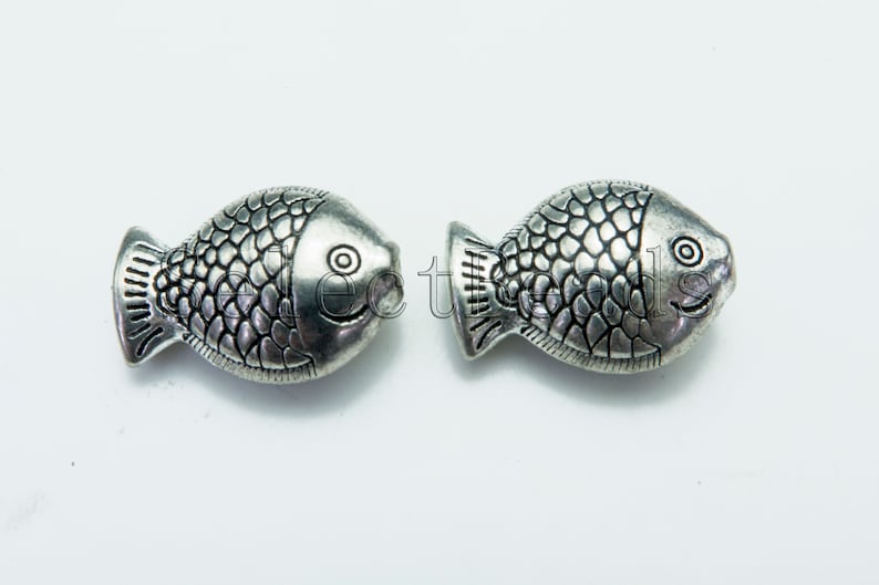 Swimming Fish Charms Silver Fish Beads Textured Animal - Etsy