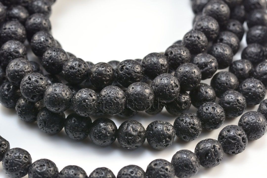 Natural Lava Rock Beads -black Volcanic Rock Beads - Lava Rock Jewelry ...