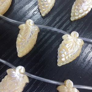 MOP Fruit Beads - Mother of Pearl Grape Charms - Seashell Plant Beads ...