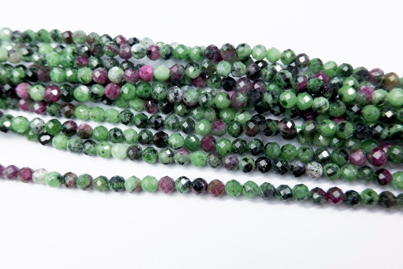 Green and Red Ruby Zoisite Beads Faceted Precious Stone - Etsy