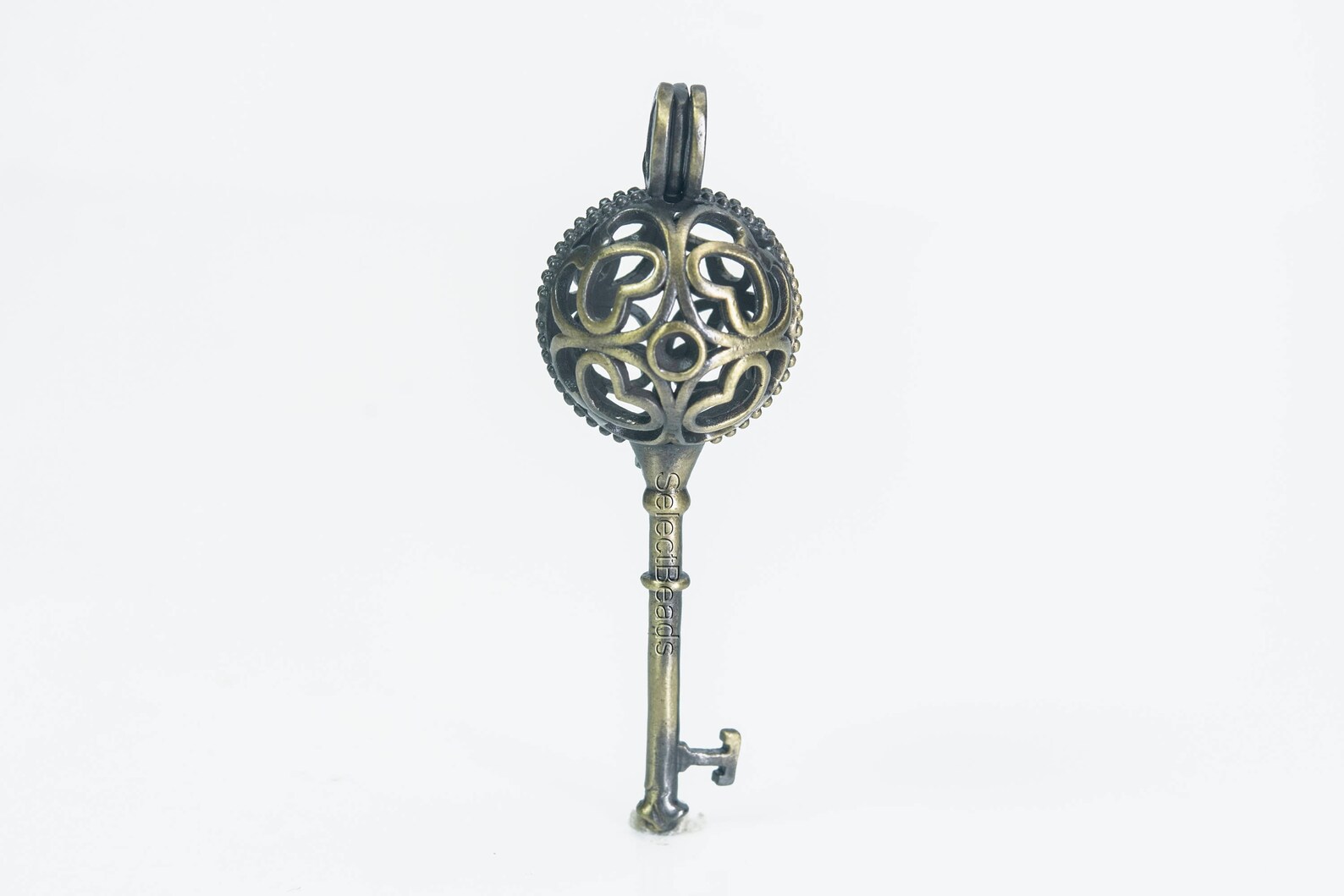 Brass Necklace Lockets Heart and Key Pendant Brass Round - Etsy