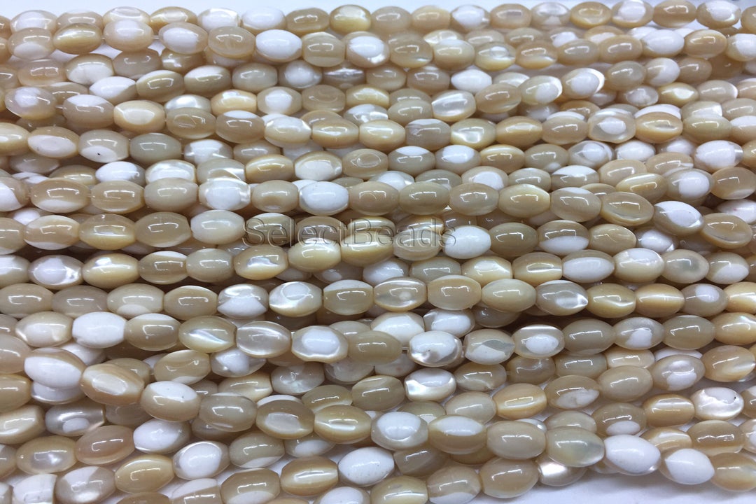 Brown MOP Rice Beads - Brown Shell Barrel Beads - Natural Seashell Rice ...