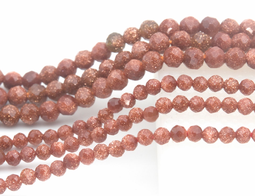 Goldstone Small Beads - Sparkle Faceted Gold Stone Beads - Golden ...
