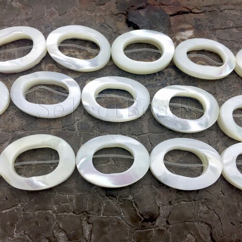 Natural Mother of Pearl Oval Frame Beads Oval Donut Shell - Etsy