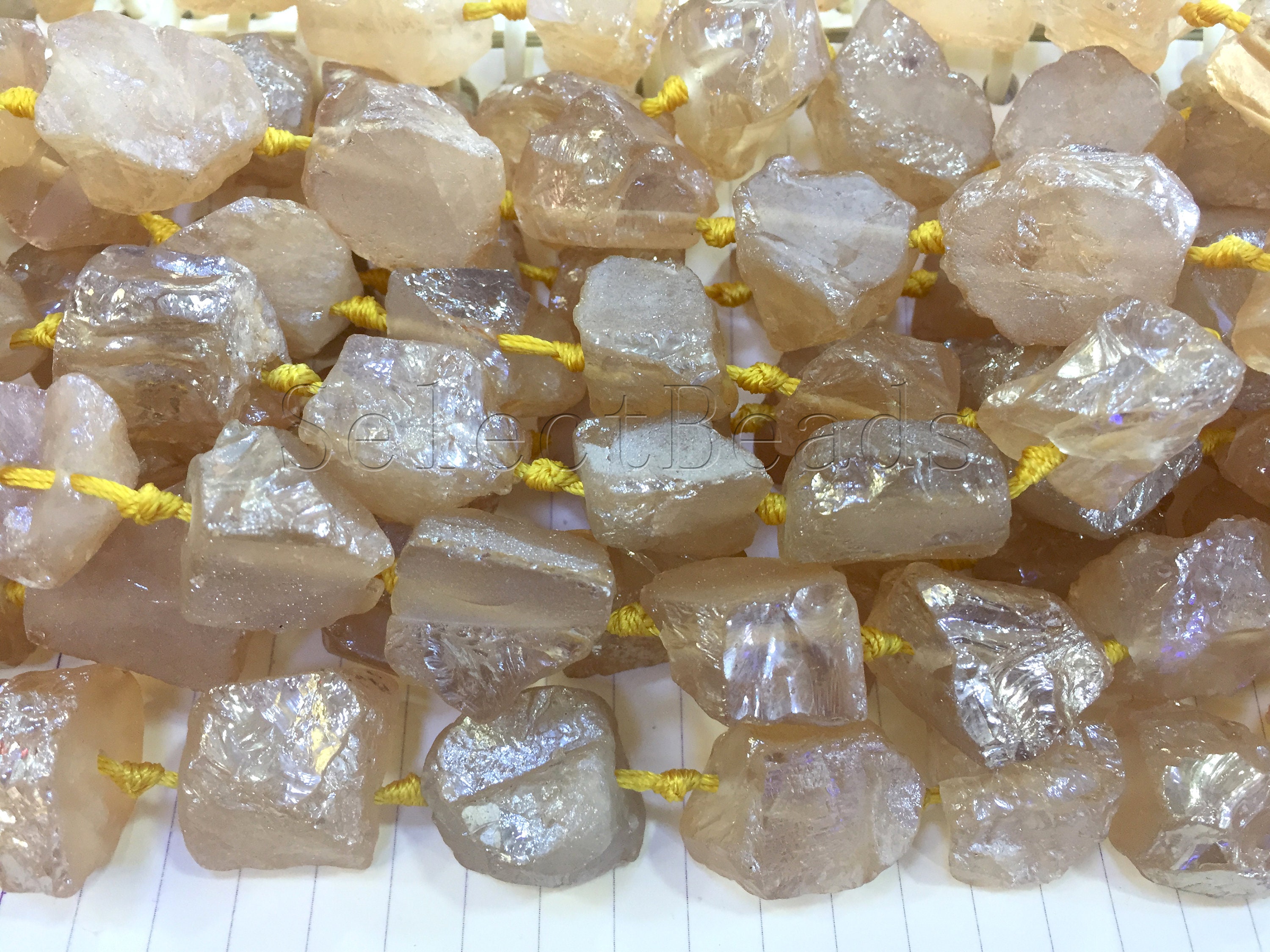 Champagne raw stone nuggets coated natural crystal quartz | Etsy