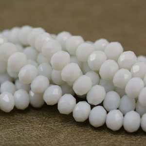 White Quartz Beads - Rondelle Glass Beads - Crafting Beads Wholesale ...