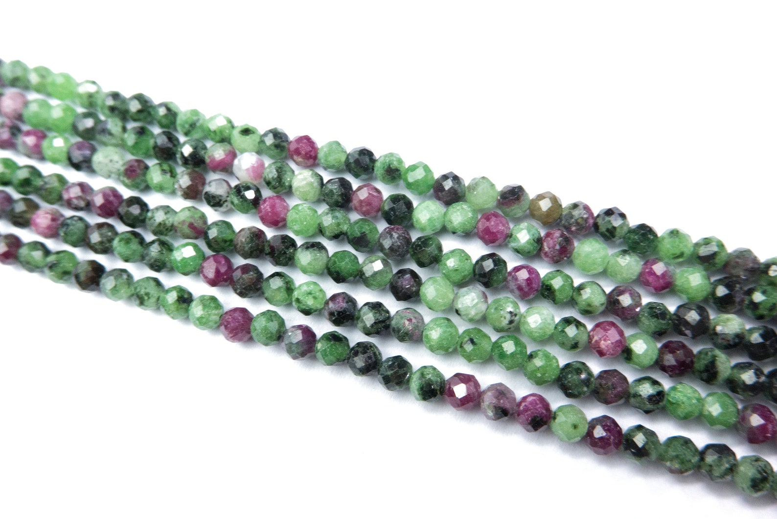 Green and Red Ruby Zoisite Beads Faceted Precious Stone - Etsy