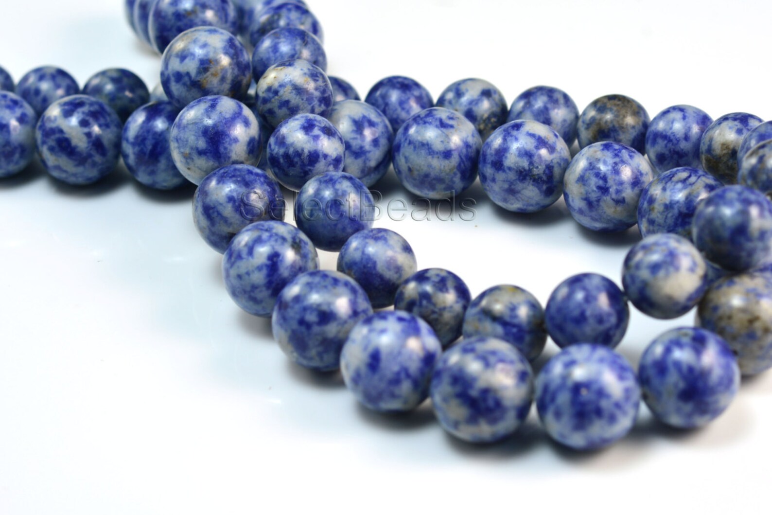 Blue Spot Jasper Beads - Blue Round Gemstone Beads - Blue Beads for ...
