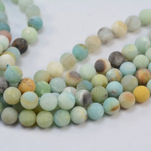 Amazonite - Matte Round Amazonite Beads - Multi Color Gemstones - Multi ...
