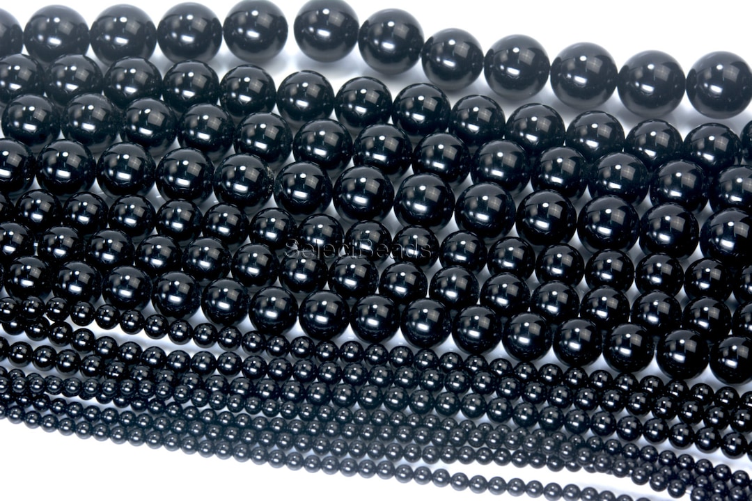 Quality Black Onyx Smooth Round Beads - Natural Onyx Gemsotne Beads ...
