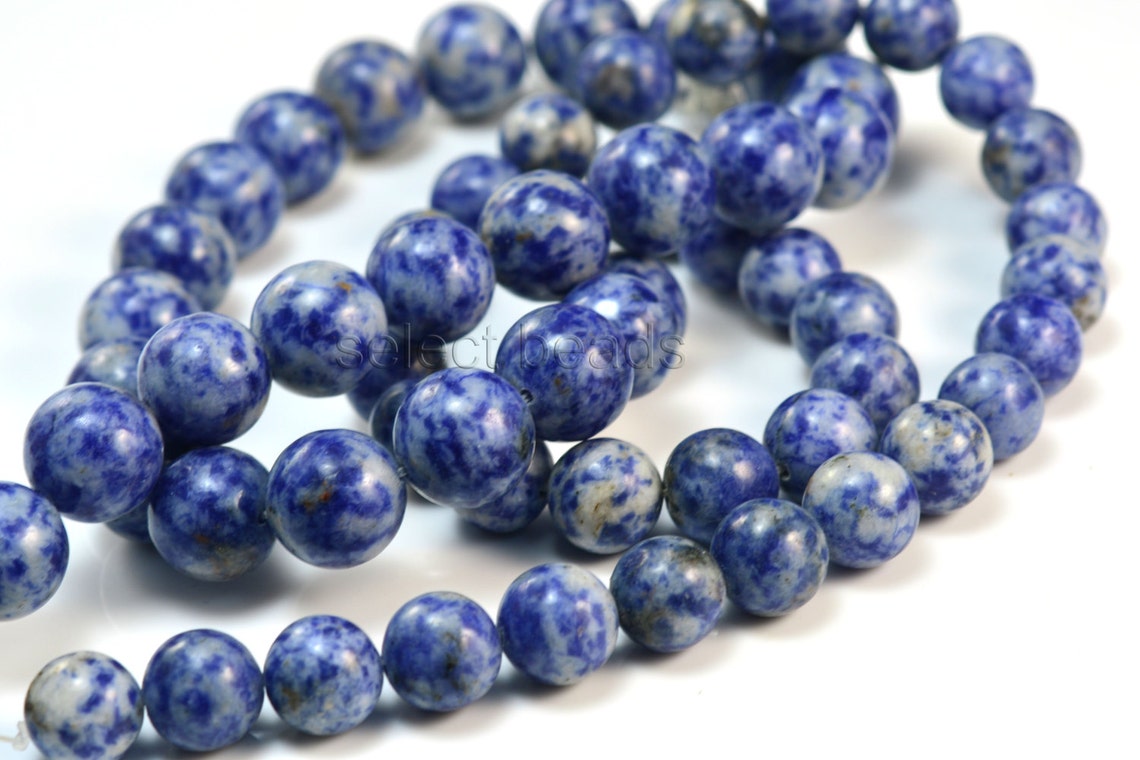 Blue Spot Jasper Beads - Blue Round Gemstone Beads - Blue Beads for ...