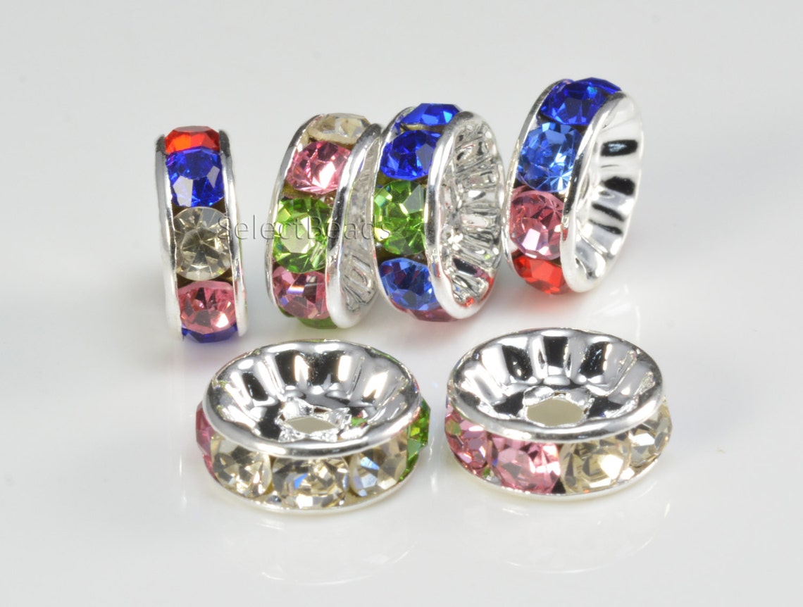 Rainbow Crystal Rondelles - Brass Jewelry Craft Supplies -round ...
