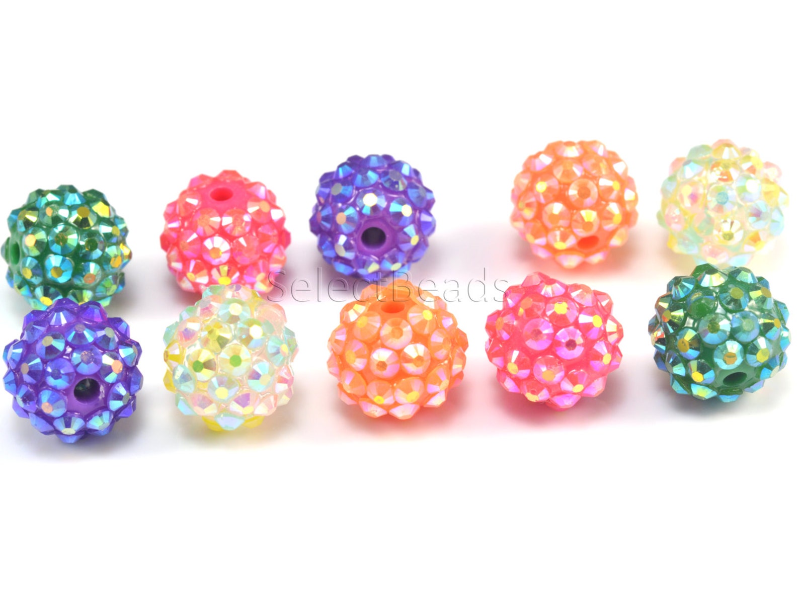 Acrylic and Resin Rhinestone Bead, Round, 10-16mm, Natural Gemstone ...