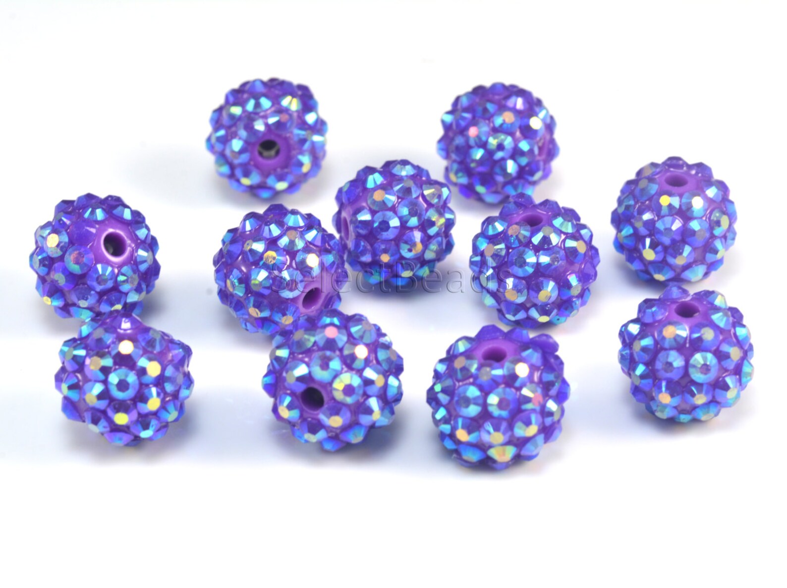 Acrylic and Resin Rhinestone Bead, Round, 10-16mm, Natural Gemstone ...