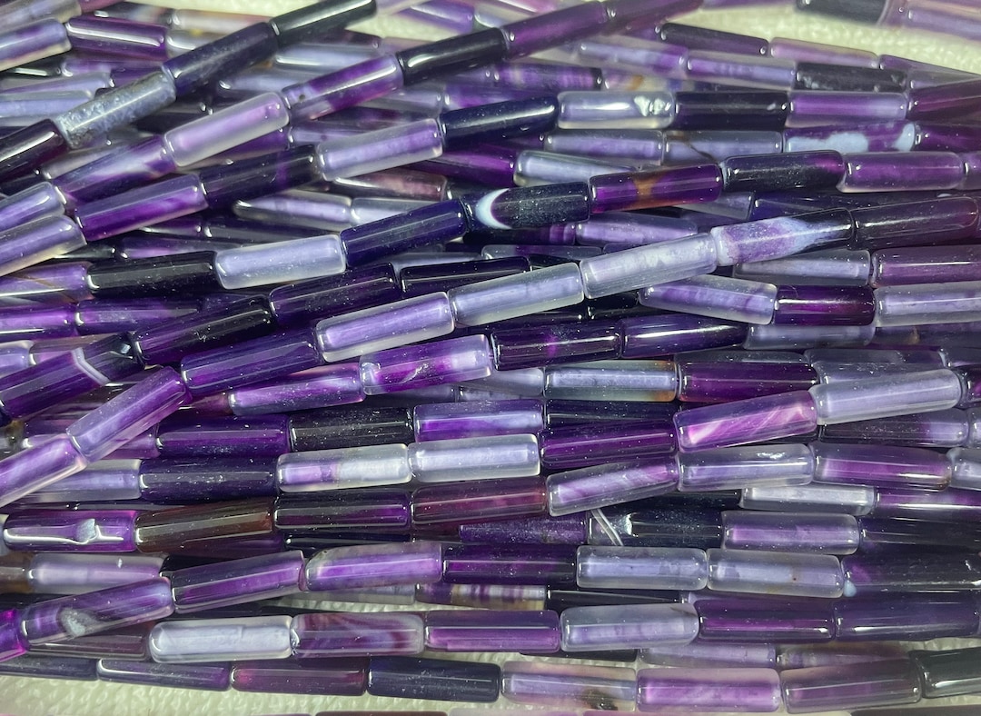 Gemstone Smooth Tube Beads - 4x13mm Natural Stone Tubes - Agate Stone ...