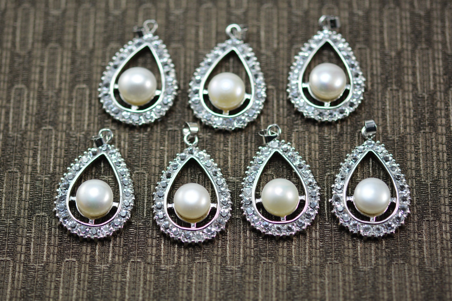 Pearl and rhinestone teardrop pendants freshwater pearl | Etsy