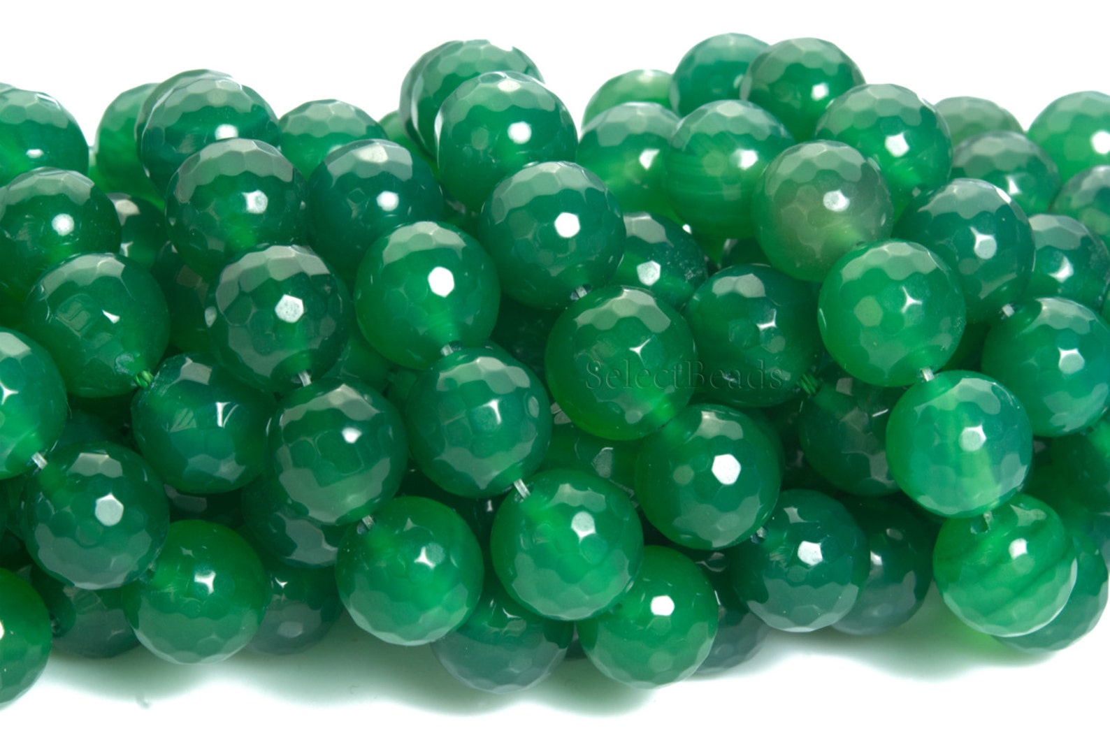 Natural Green Agate Faceted Beads - Green Semi Precious Stone Beads ...