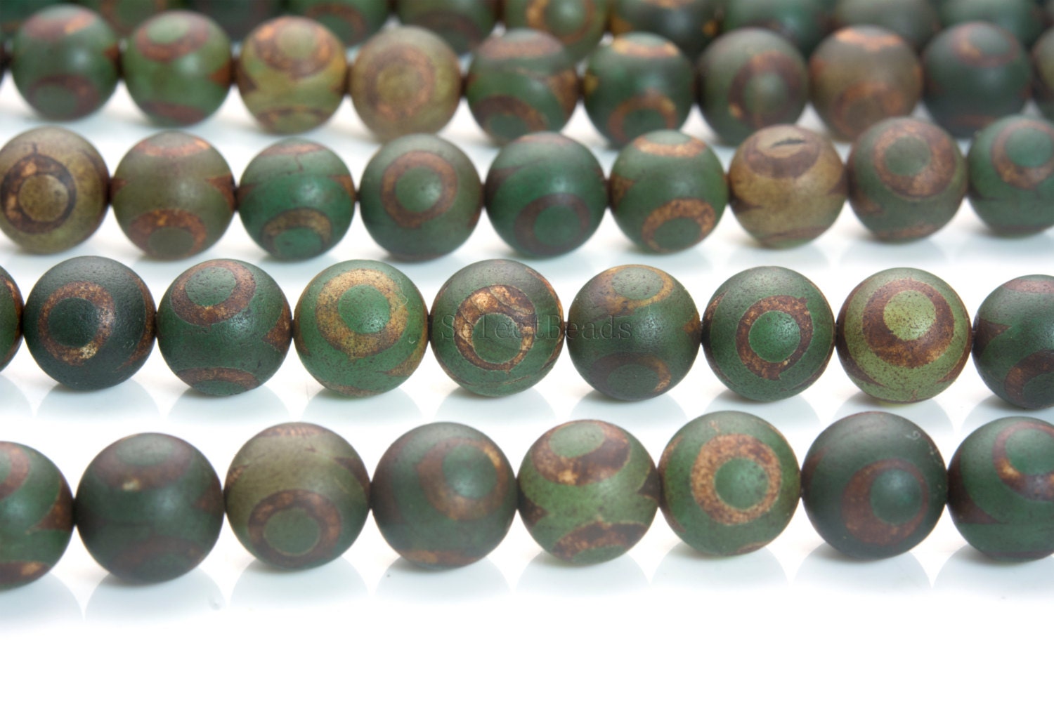 Tibetan DZI Agate Beads - Matte Tibetan Mala Beads - Buddha Prayer ...