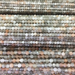 Natural Rainbow Moonstone Small Stone Beads - Grey Moonstone Faceted ...
