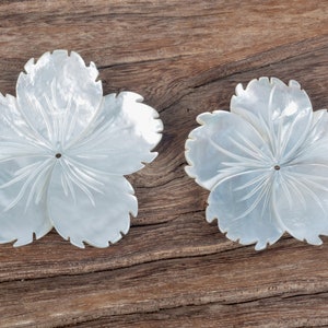 Pink MOP Shell Flower Beads - White Sea Shell Floral Charms - Jewelry ...
