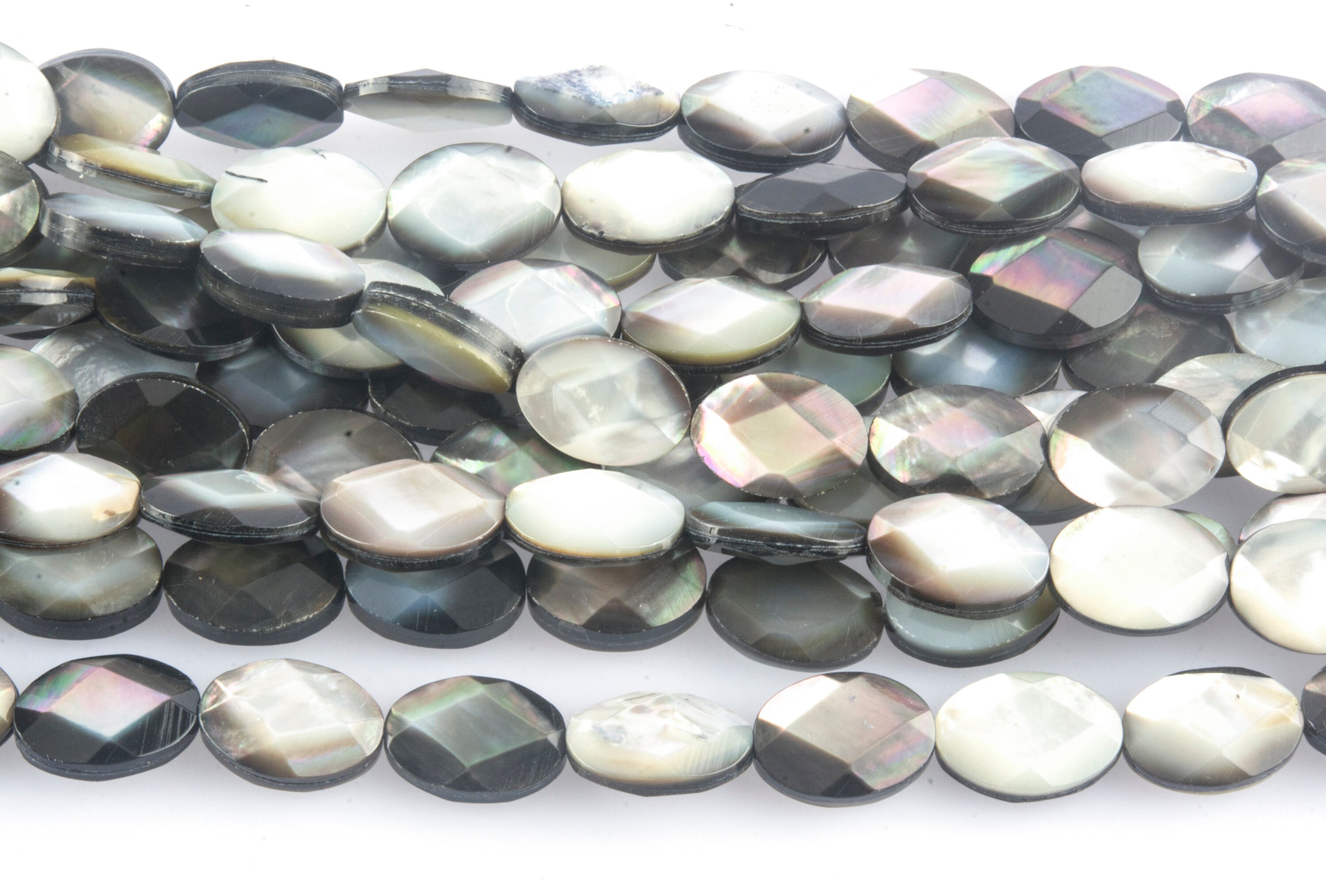Faceted Black Lip Shell Beads - Black Mother of Pearl Beads - Faceted ...
