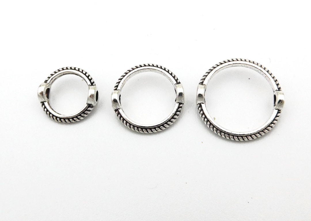 Antique Silver Ring for Round Beads - Round Beads Insert Rings for ...