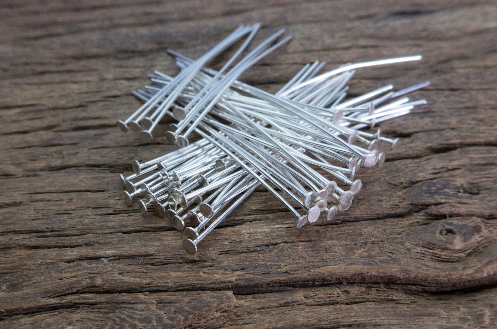 Sterling silver flat head pin 925 silver headpins 23gauge | Etsy