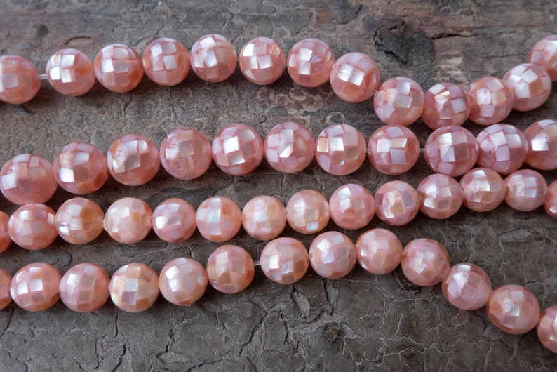 Pink MOP ball beads pink shell beads suppllies quality sea | Etsy
