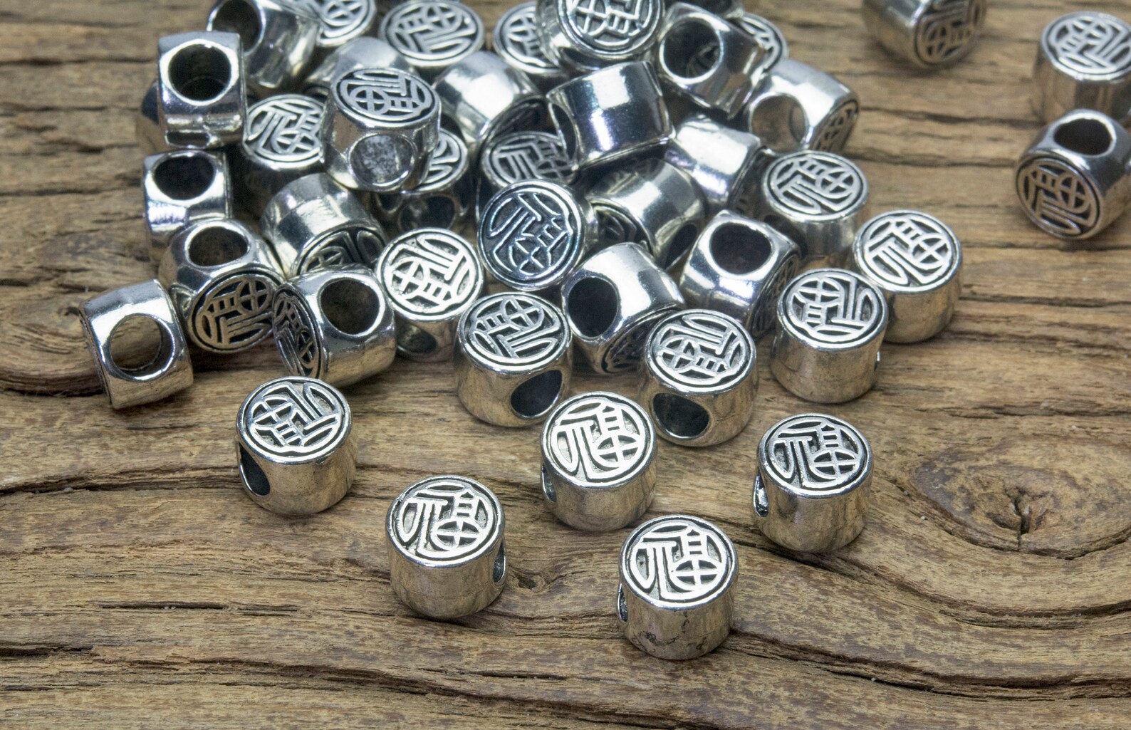 Silver Tone Alloy Beads Blessing Symbol Beads Chinese - Etsy