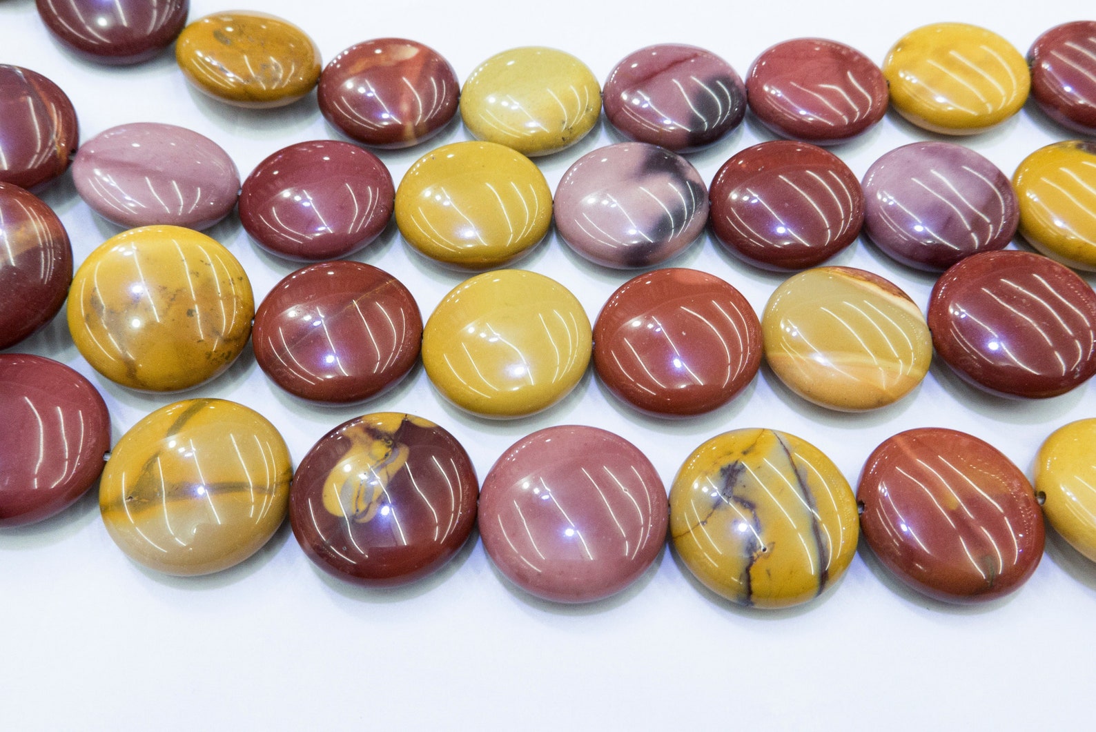 Gemstone Puffy Coin Beads 20mm Natural Stone Coin Beads - Etsy