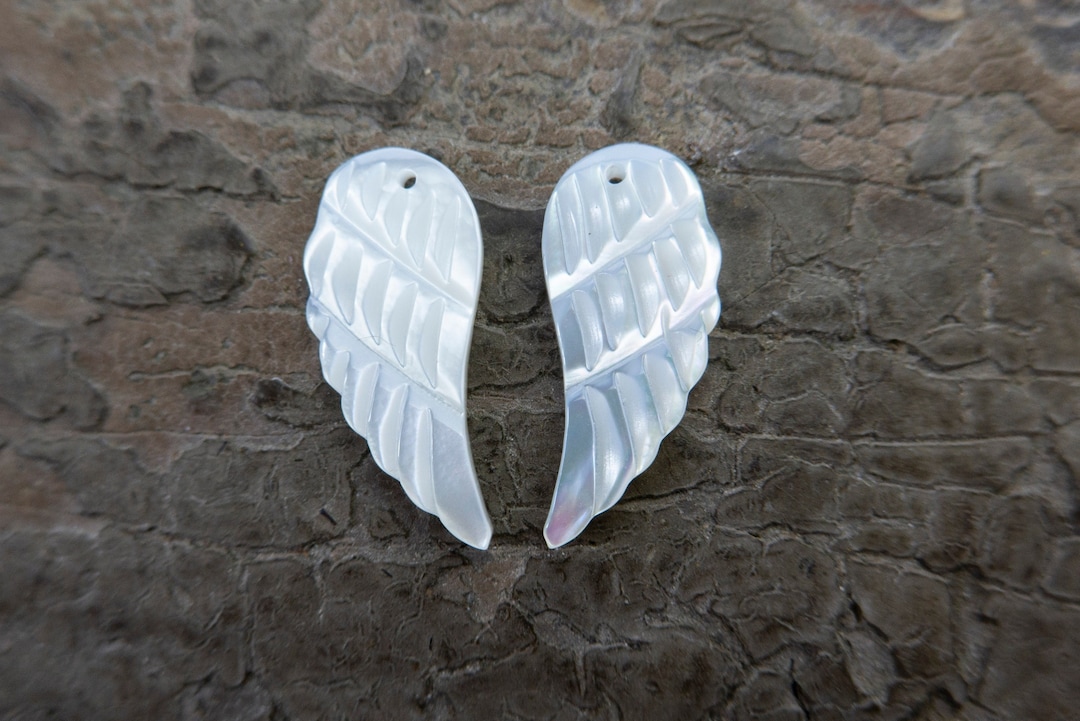 White MOP Wing Beads - Angle Wing Beads - White Mother of Pearl Beads ...