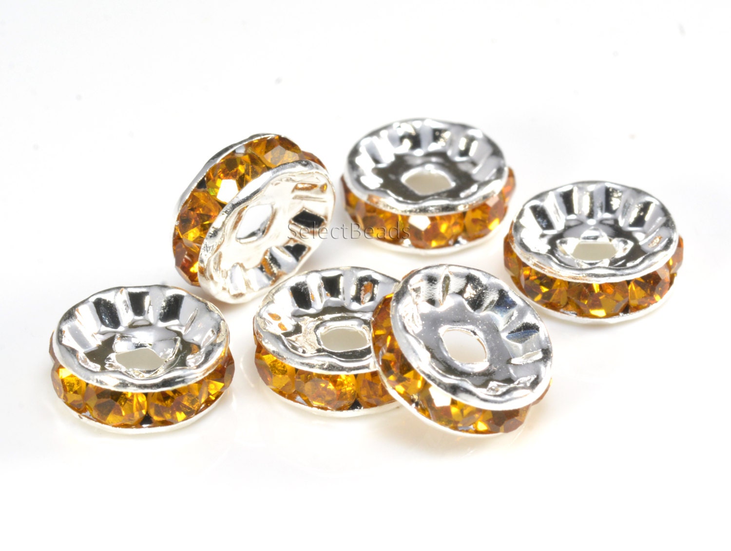 Rhinestone Rondelle Spacer Beads Brass Spacer Beads | Etsy