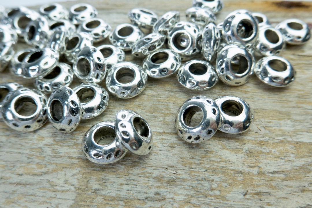 Antique Silver Metal Big Hole Spacer Beads - Jewelry Making Alloy ...