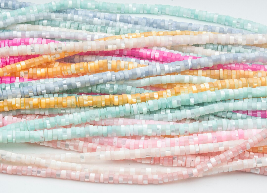 MOP Sea Shell Colored Heishi Beads - 4mm 6mm Heishi Rondelle Beads ...