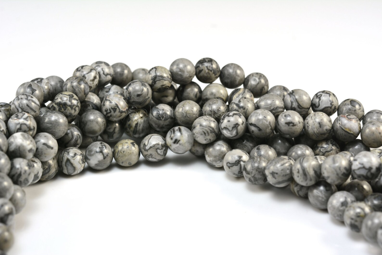 Black Map Jasper Beads Natural Black Gemstone Round Beads | Etsy