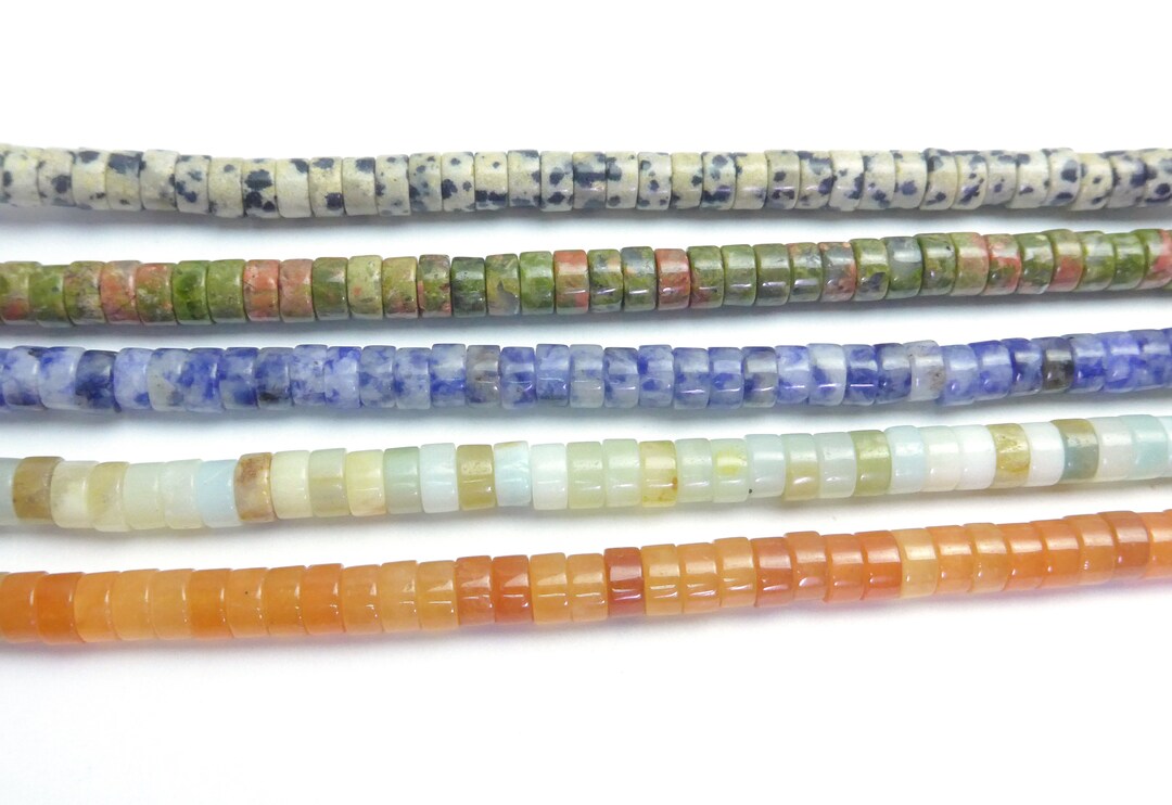 Natural Gemstone 3x6mm Heishi Beads - Jewelry Making Heishi Rondelle ...