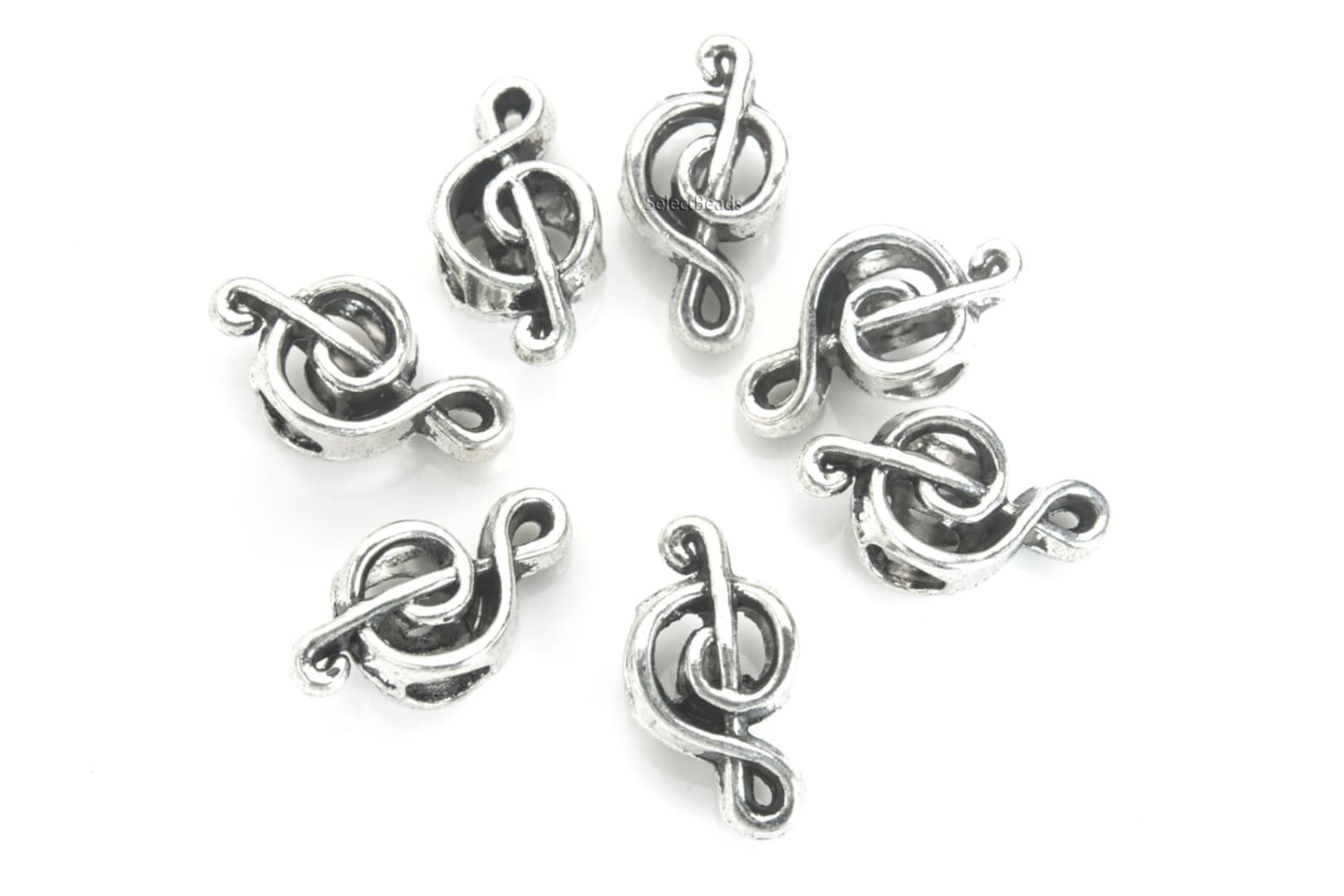 Antique Silver Music Notation Charms - Silver Treble Clef Art Symbol ...