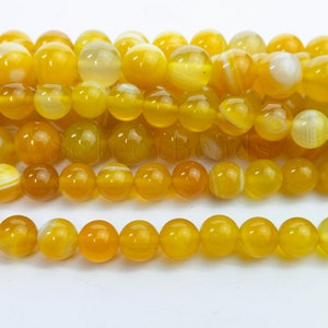 Yellow Agate Banded Agate Beads - Yellow Stone Agates - Yellow Gemstone ...