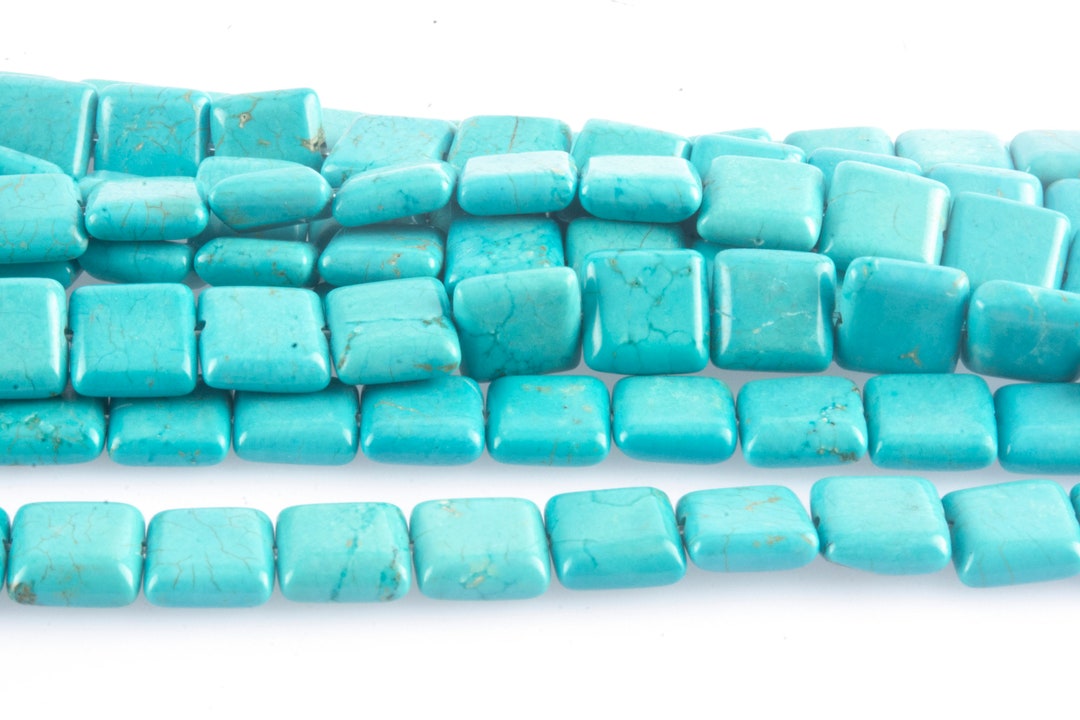 Blue Chinese Turquoise Square Beads - Pillow Beads Jewelry Supply ...