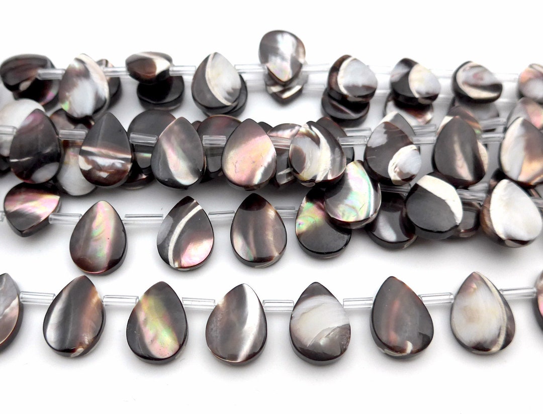 Dark Brown Shell Teardrop Beads - MOP Drop Beads - Mother of Pearl ...