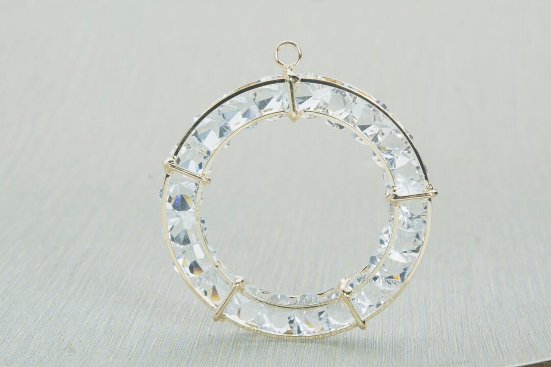 Clear Rhinestones Circle Pendants - Clear Crystal Round Circle Jewelry ...