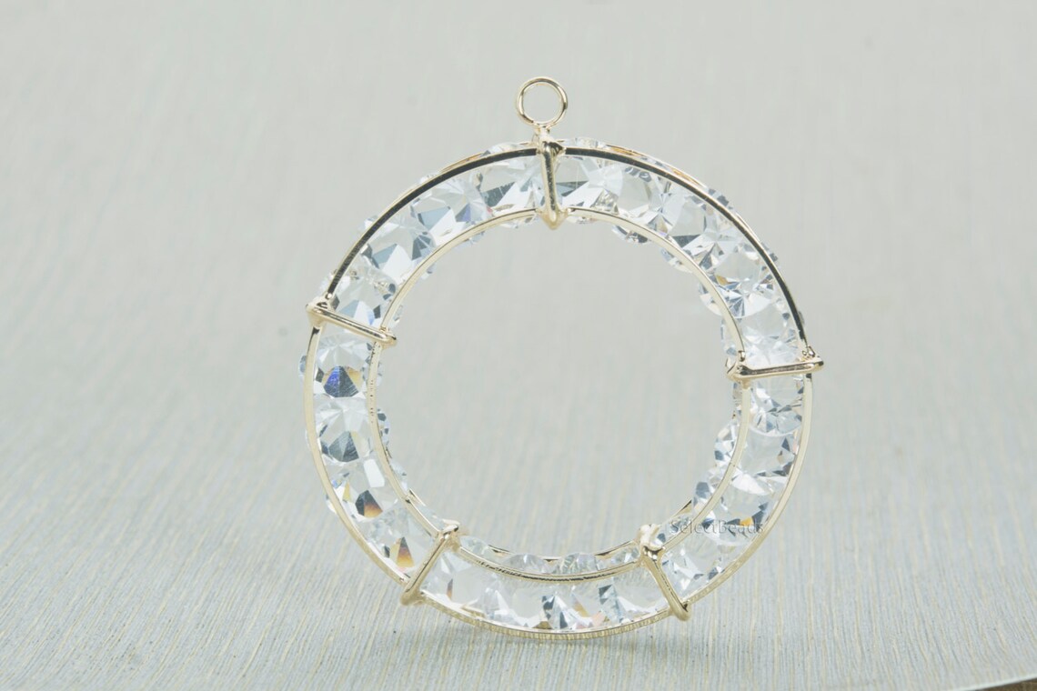 Clear Rhinestones Circle Pendants Clear Crystal Round Circle - Etsy