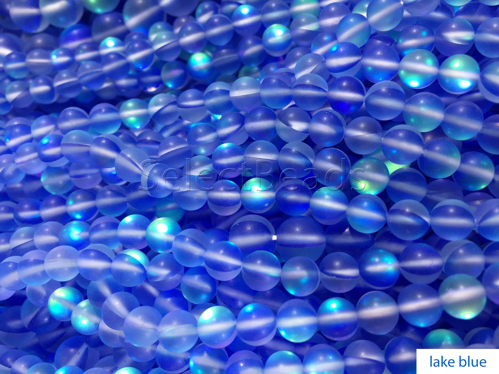 Matte Imitation Moonstone Beads - Frosty Manmade Crystal Beads - Blue ...