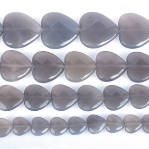 Grey Agate Heart Shape Beads - Gray Gemstone Heart Shape Pendant ...