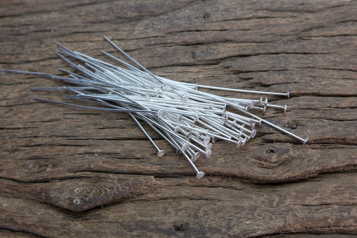 Sterling silver flat head pin 925 silver headpins 23gauge | Etsy