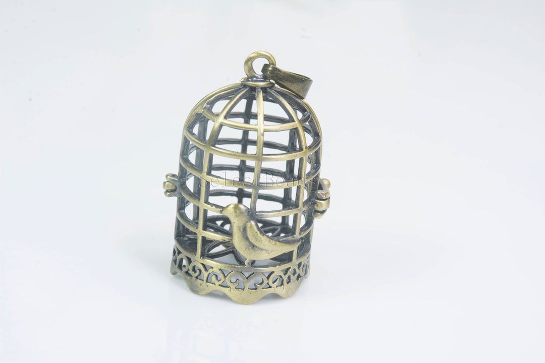 Birdcage Locket Pendants - Brass Cage Locket for Necklace - Pendants ...
