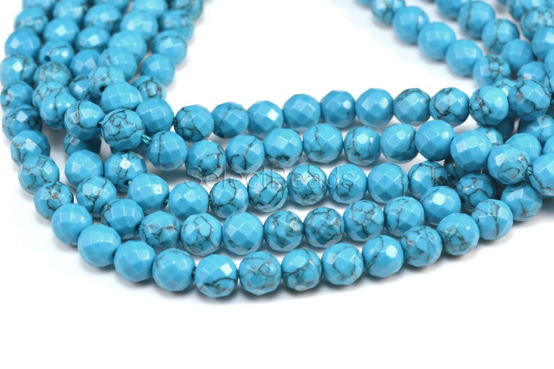 Blue Synthetic Howlite Turquoise Blue Stone Beads Blue | Etsy